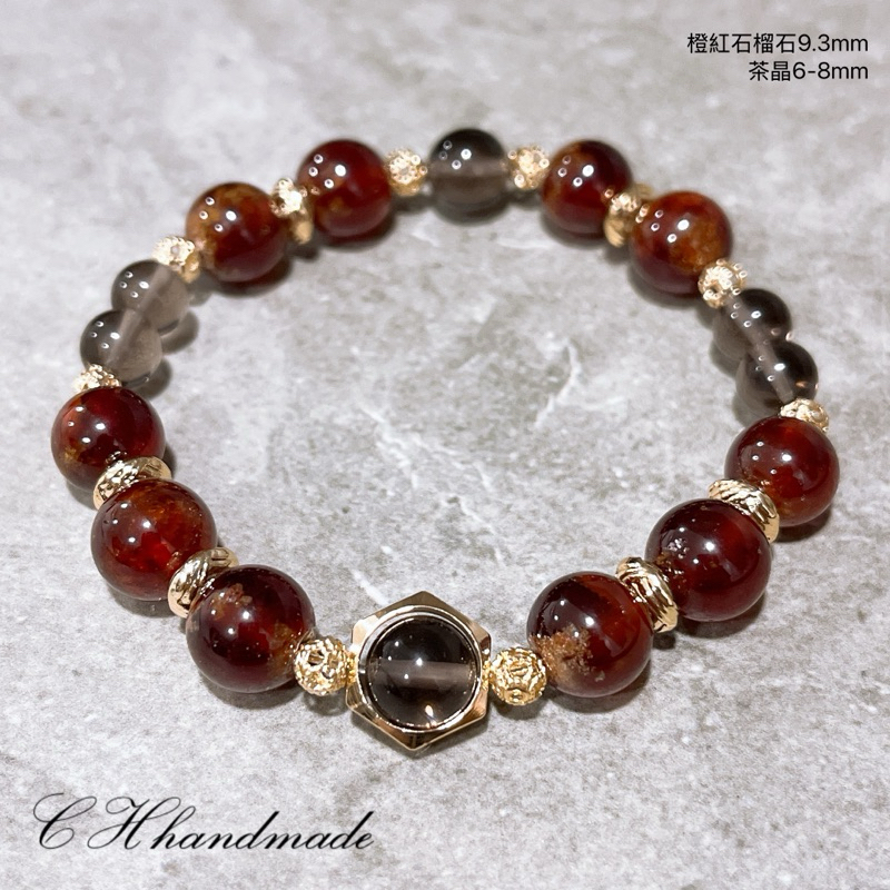 🔥快速出貨🔥《CH handmade》橙紅石榴石｜茶晶｜水晶手串 | 蝦皮購物