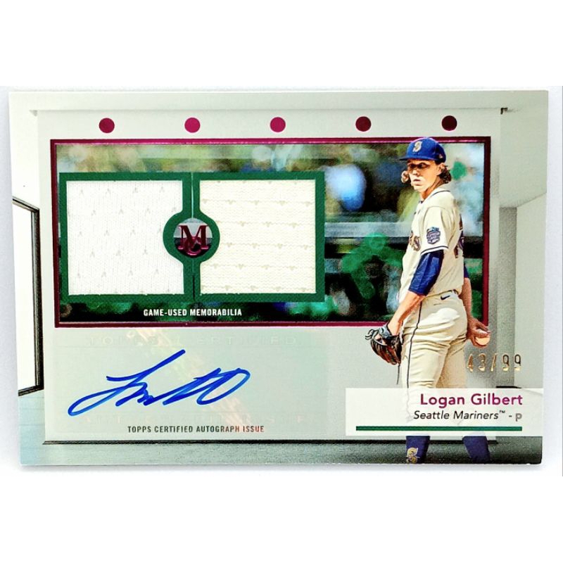 Logan Gilbert 限量/99 實戰球衣 簽名卡 2024 Topps Museum 水手 mlb棒球卡球員卡 | 蝦皮購物