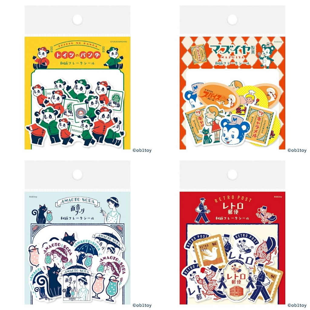 【莫莫日貨】日本製 2025 古川紙工 x ob1toy 聯名限定款 美濃和紙 貼紙 貼紙包 (全4款) | 蝦皮購物