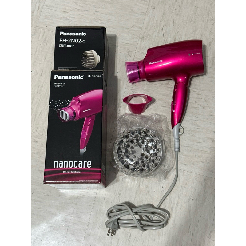 Panasonic 國際牌 EH-NA46-VP 奈米水離子吹風機 兩種吹頭 附造型烘罩 頭髮保濕 頭皮修復 | 蝦皮購物