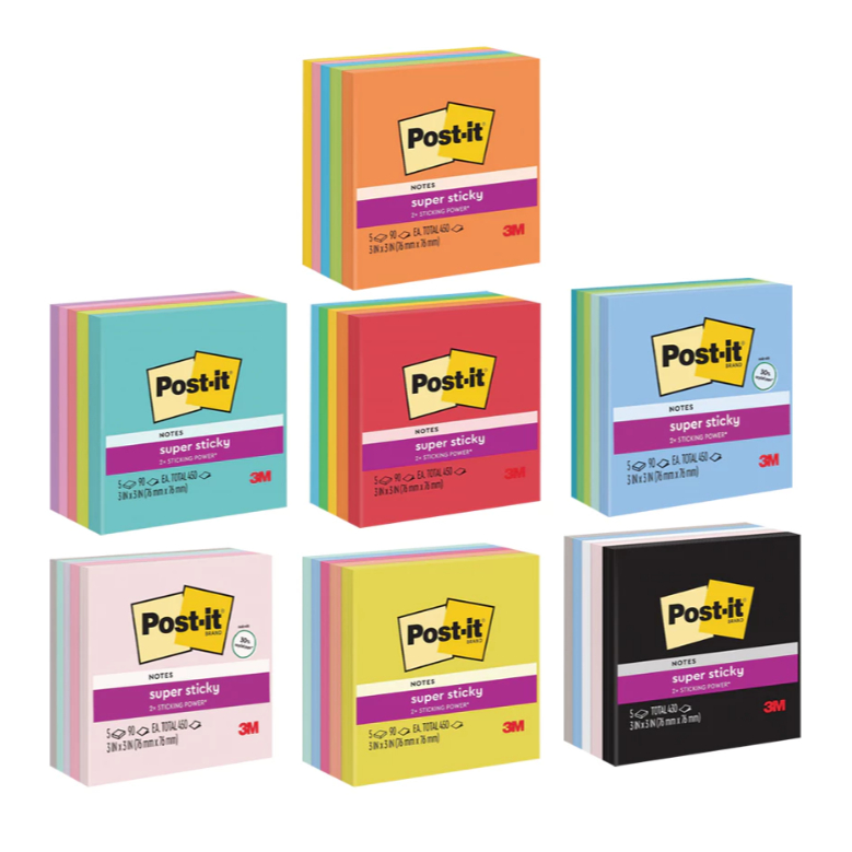 [大塊文具含發票] 3M Post-it利貼狠黏紙磚/654-5SSEB/76.2x76.2mm/90張x5本/包 | 蝦皮購物