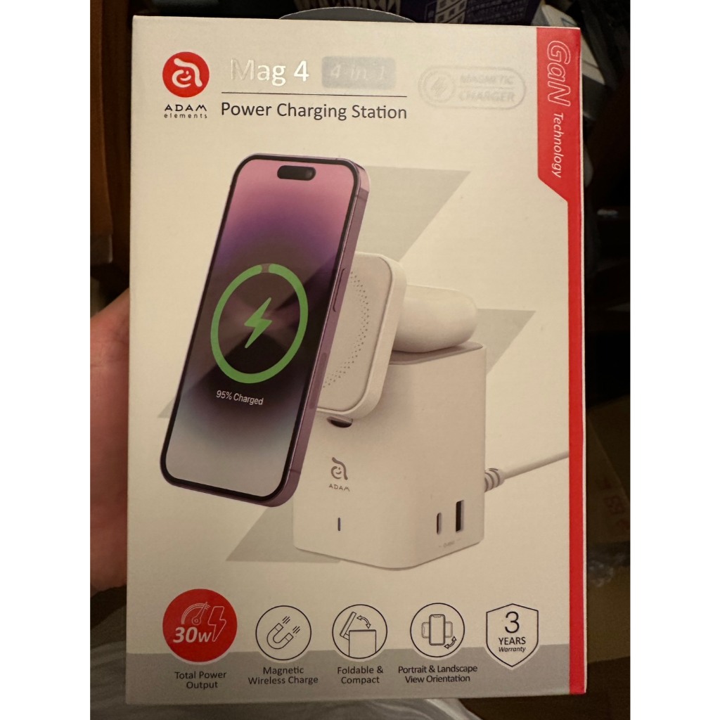【全新】ADAM Mag4 GaN 30W 四合一充電座充電器 支援MagSafe適用iPhone 15 14 13-白 | 蝦皮購物