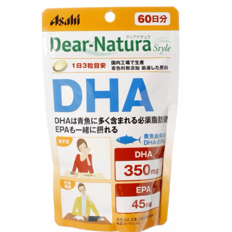 全新現貨Asahi Dear-Natura DHA魚油 60日份｜350mg高濃度DHA＋EPA｜無添加色素 日本製 | 蝦皮購物