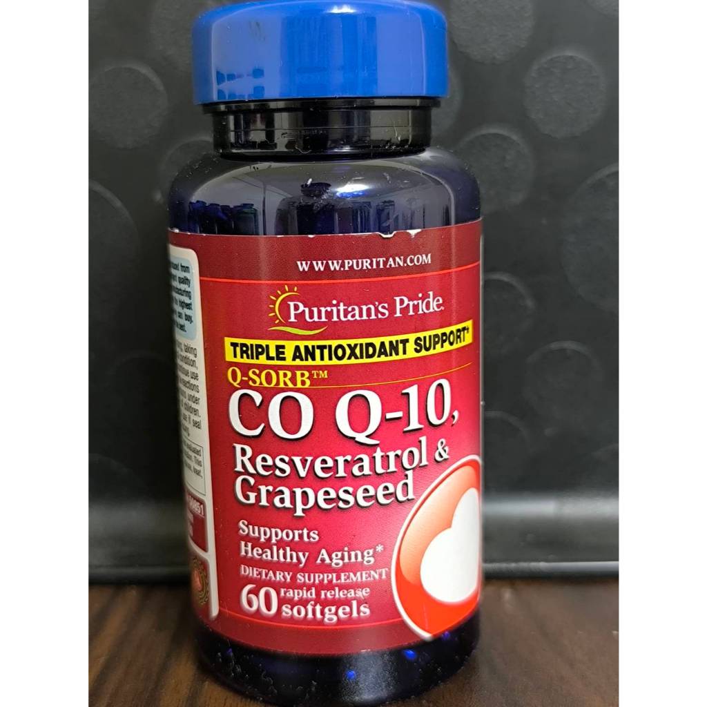 美國普瑞登三重複方 輔酶 Q10 白藜蘆醇 葡萄籽 Puritan's Pride Q-SORB Co Q-10 60顆 | 蝦皮購物