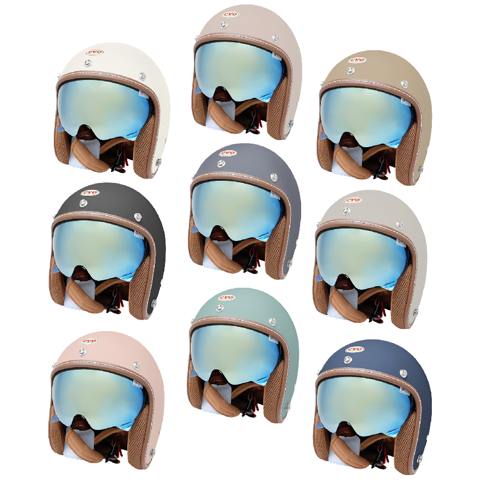 EVO CA-312 CA-312S 安全帽 艾莉莎 多色可選 皮革車線邊 復古帽 電鍍內墨鏡 金屬插扣 全拆洗 半罩 | 蝦皮購物