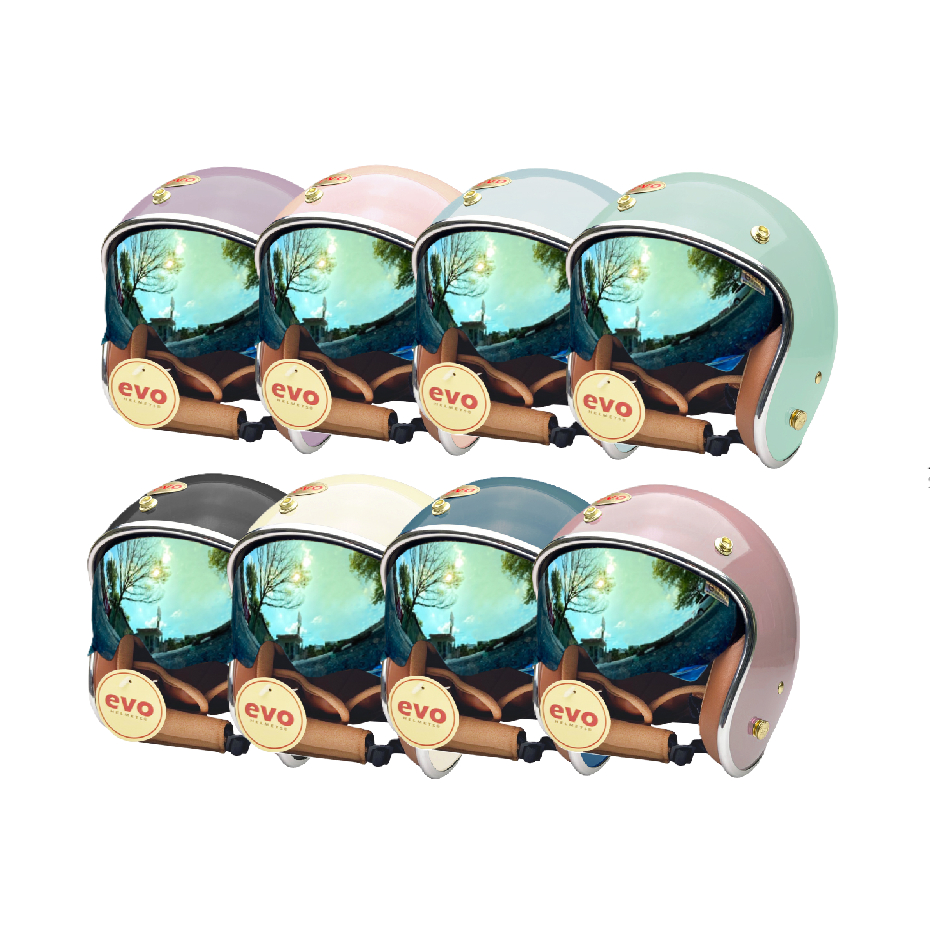 EVO CA-312 CA-312S 安全帽 維納斯 多色可選 銀色邊條 復古帽 電鍍內墨鏡 金屬插扣 全拆洗 半罩 | 蝦皮購物