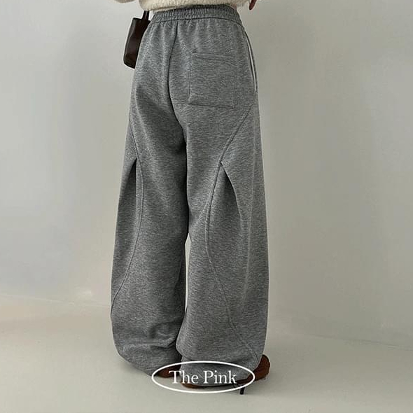 Codibook｜韓國 thepink 側邊剪裁設計鬆緊腰休閒長褲 5色[現貨-深灰色]長褲 運動褲 女裝 | 蝦皮購物