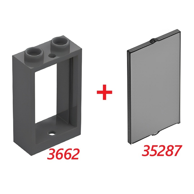 [樂磚庫] LEGO 3662 35287 窗戶(深灰色)+門窗(透明黑色) 1x2x3 6468352 6447005 | 蝦皮購物