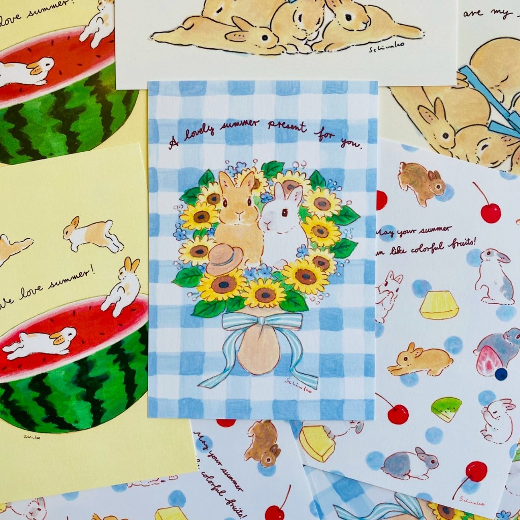 【明信片】兔子 森山標子｜西瓜 花束｜Active Corporation｜日本現貨｜全新正版｜日本選物｜城南舊肆 | 蝦皮購物