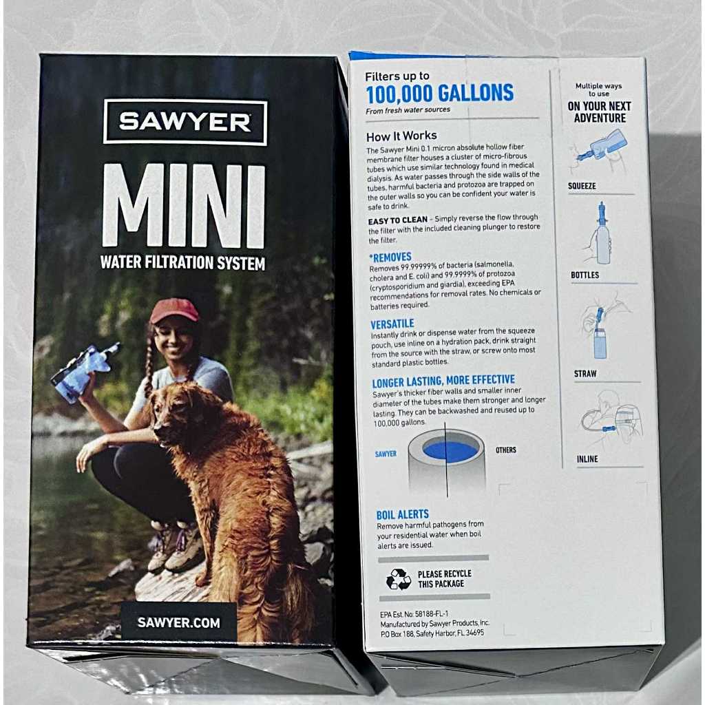 避難包必備，美國全新現貨 Sawyer MINI Water Filter 0.1微米, 無BPA, 超輕量隨身濾水器 | 蝦皮購物