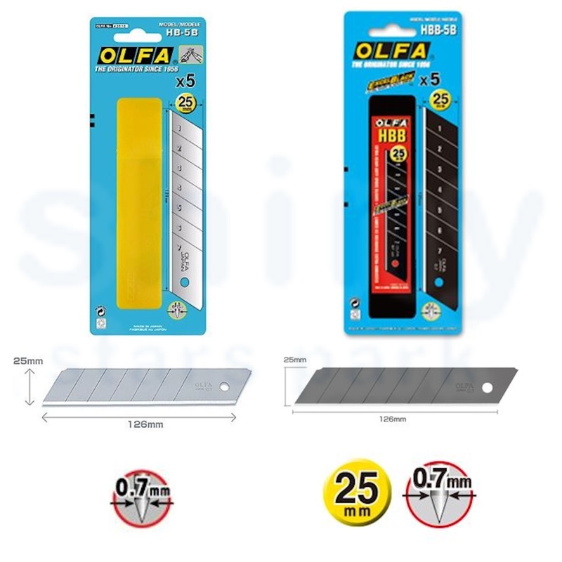 享亮文具樂園｜【OLFA】美工刀刀片 特大型刀片 25mm 黑刃 5入 HB-5B HBB-5B | 蝦皮購物