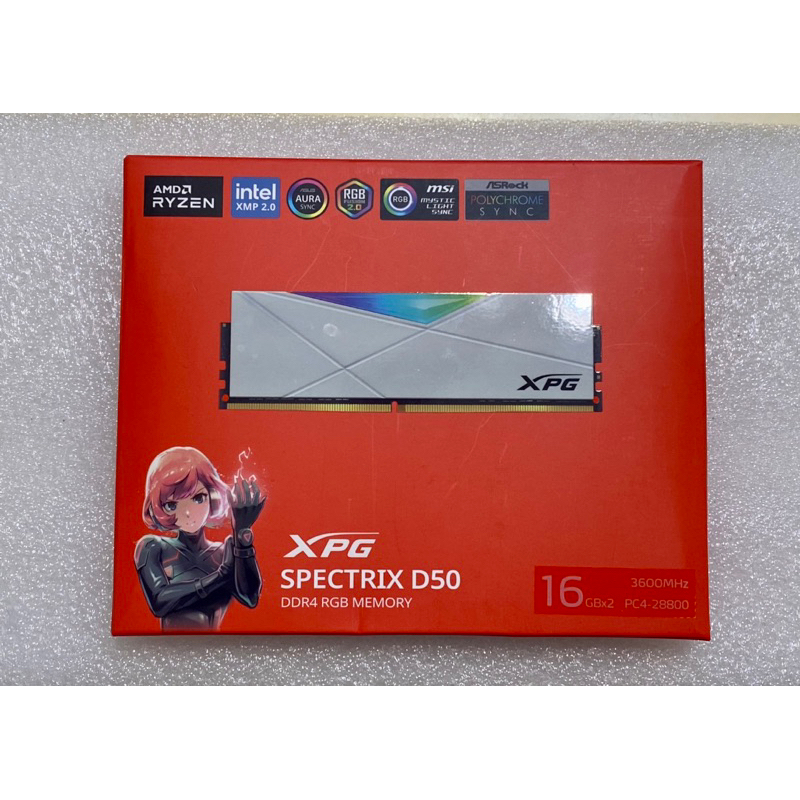 ADATA 威剛 XPG D50 DDR4 3600 32GB(16Gx2) RGB超頻桌上型記憶體-迷戀白 | 蝦皮購物