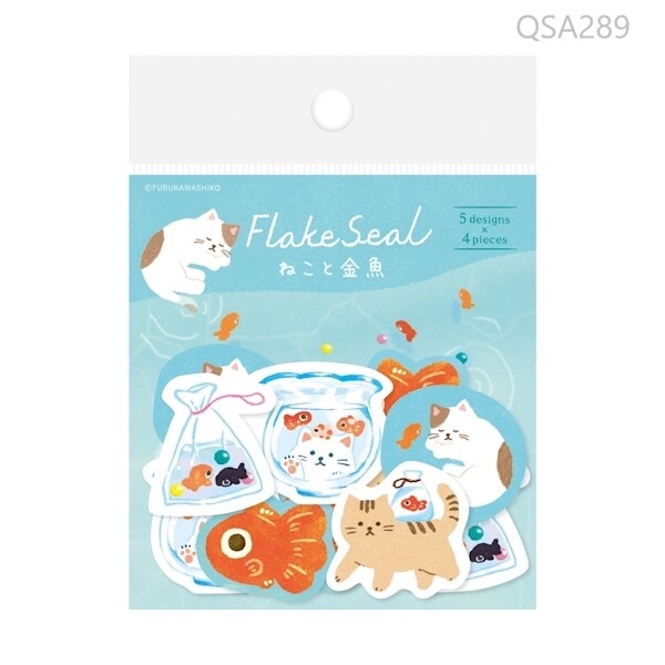 【JAFN】台灣現貨🔥日本 貼紙 古川紙工 和紙片裝貼紙 金魚 貓咪 | 蝦皮購物