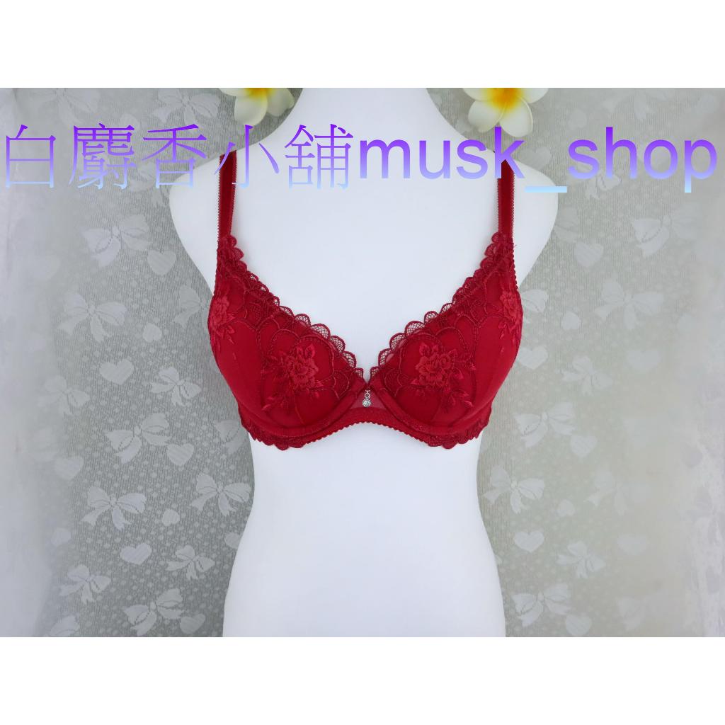 尺寸32B=70B-熱情紅色深V系列玫瑰刺繡蕾絲下厚上薄-EB3375＊白麝香小舖＊全新Wacoal華歌爾伊珊露絲內衣 | 蝦皮購物