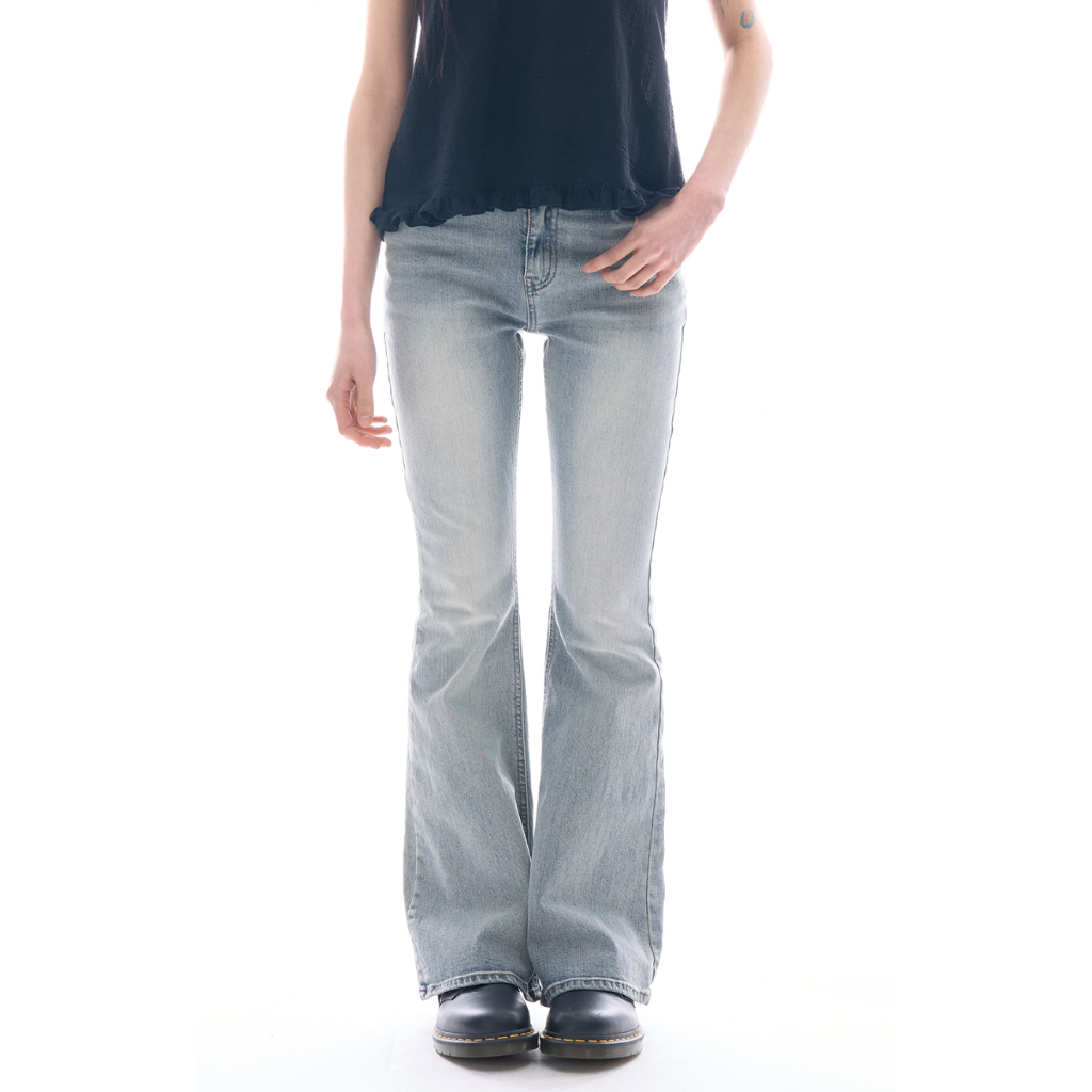 預購 RAUCOHOUSE 韓國選貨 修身 牛仔褲 喇叭褲 長褲 韓國代購 | 蝦皮購物