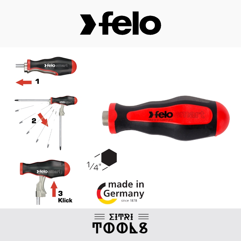 【伊特里工具】德國 Felo Smart Handle 聰明 起子握把 可變形 T型握把 兩分六角柄 德國製 | 蝦皮購物