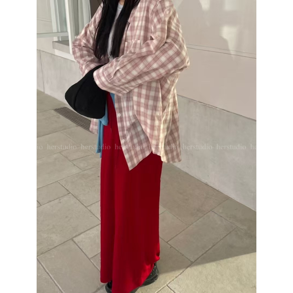 HERStudio韓國代購 高品質低飽和格紋長版襯衫(2col) | 蝦皮購物