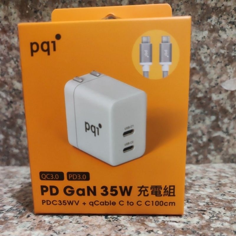 PQI 35W GaN 雙USB-C 快速充電器+USB-C to C 編織線組合包 | 蝦皮購物