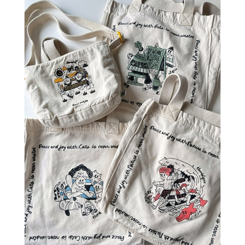 （預購，下單前請先私訊）Thai愛買x Hamblepie Peace&Joy 系列托特包 斜背包 | 蝦皮購物