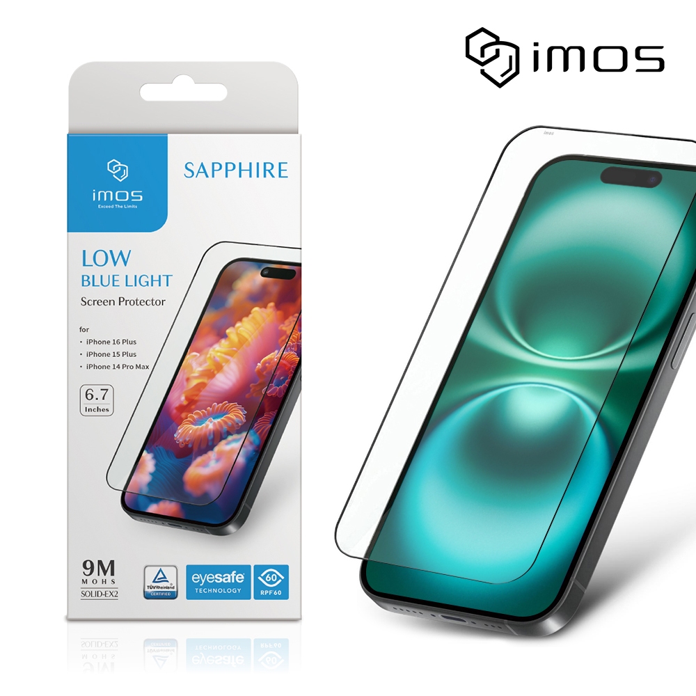 imos Apple iPhone 16 Plus 6.7吋 9M滿版黑邊RPF60低藍光螢幕保護貼 | 蝦皮購物