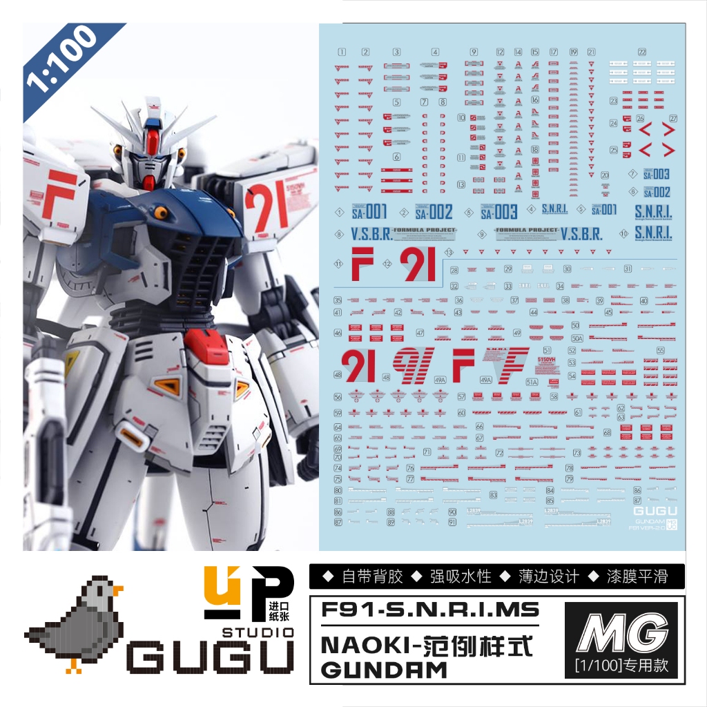 練功神物 GUGU 咕廠長MG 1/100 F91 2.0 NAOKI範例樣式高清水貼 | 蝦皮購物