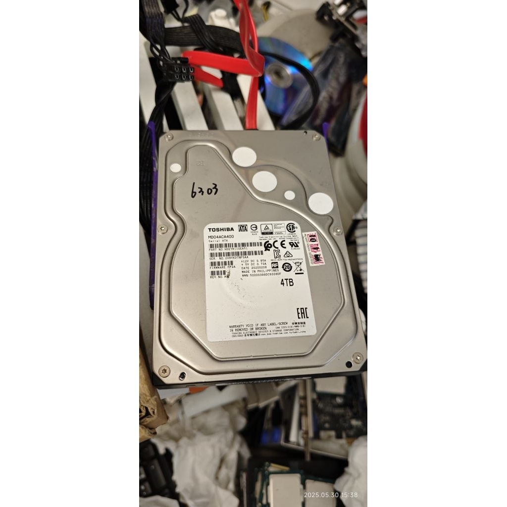 使用15次 6303小時 TOSHIBA 東芝 桌上硬碟 4t 4TB 3.5吋 MD04ACA400 7200轉 | 蝦皮購物