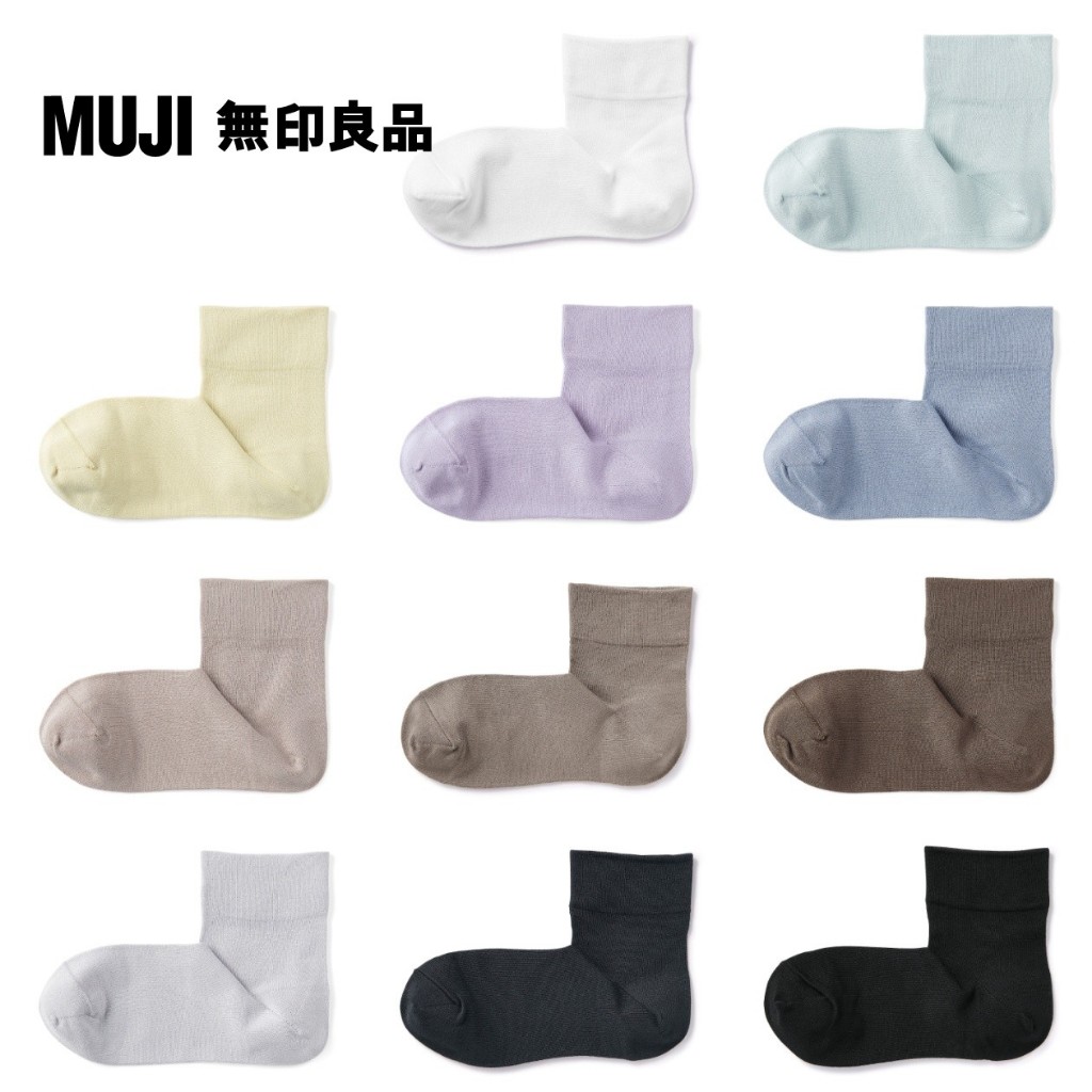 【MUJI 無印良品】女足口柔軟舒適莫代爾混輕薄直角短襪/23-25cm | 蝦皮購物