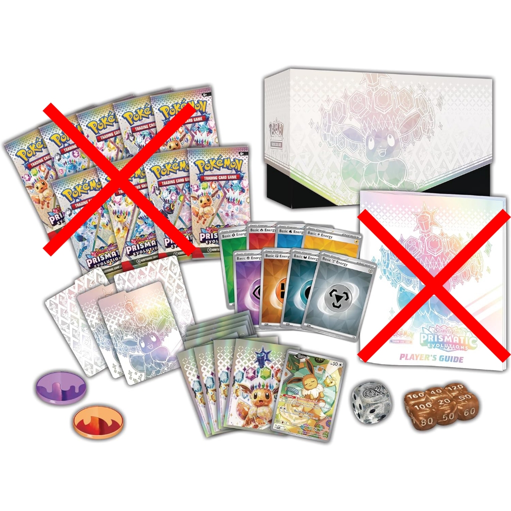 美版 國際版【伊布禮盒 PTCG】禮盒 肥盒 太晶慶典 Prismatic ETB PR 特典 卡套 傷害指示物 周邊 | 蝦皮購物