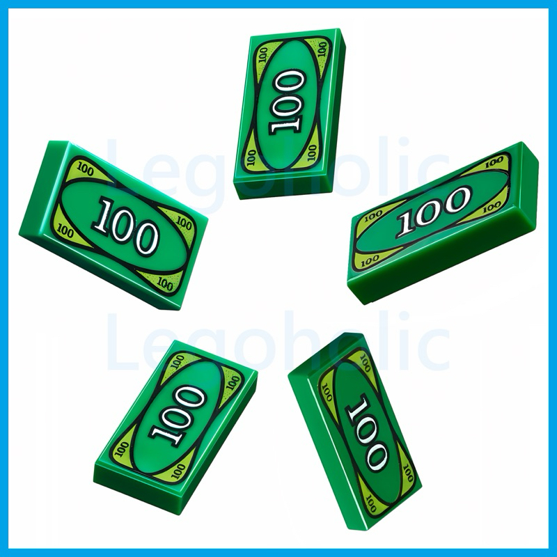 LEGO 樂高 綠色 100元 鈔票 錢 1x2 印刷平板 全新品 , Tile 零件 紙鈔 手持物 現金 印刷磚 | 蝦皮購物