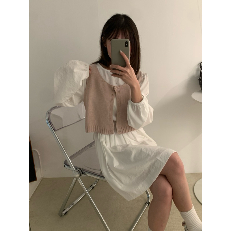 Mooyi-預購｜棉線單釦背心(3colors) | 蝦皮購物