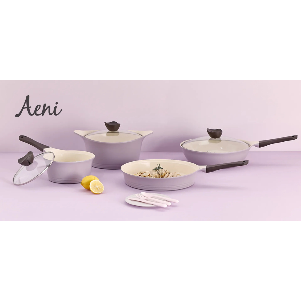 韓國NEOFLAM ~ Aeni系列 24cm陶瓷不沾雙耳湯鍋(不挑爐具，瓦斯爐電磁爐可用)-紫色+玻璃蓋 | 蝦皮購物