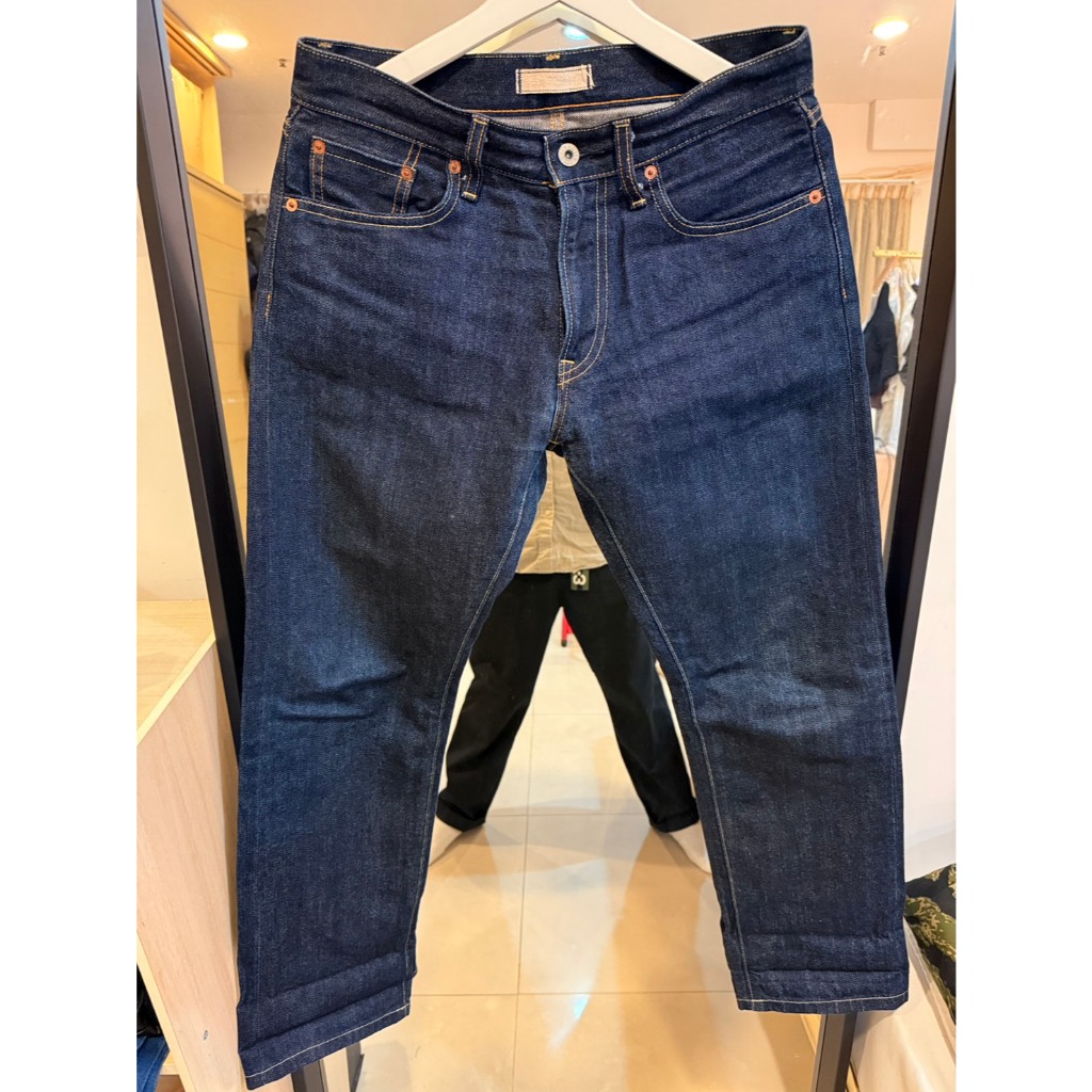 lativ+uniqlo 深藍原色厚磅直筒牛仔褲 彈性赤耳 SLIM FIT | 蝦皮購物