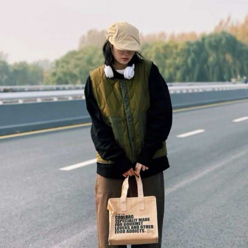 [Overdope Select] 高質量絎縫日系復古夾棉工裝背心 多口袋寬松拼接背心 | 蝦皮購物