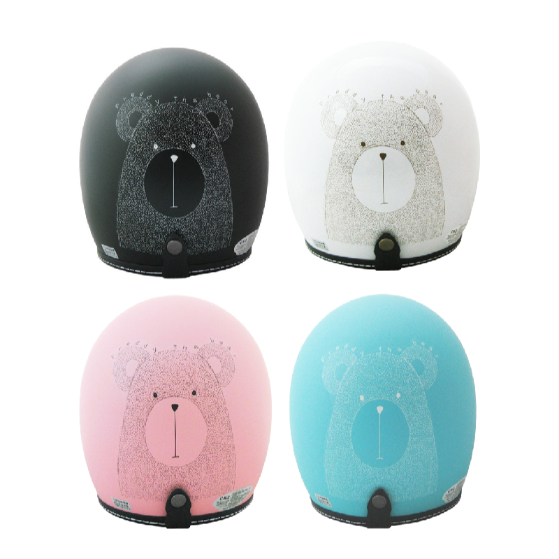 EVO CA-309 CA309 安全帽 手繪熊 多色可選 卡通圖案 車縫線邊條 復古帽 金屬插扣 半拆洗 半罩 | 蝦皮購物