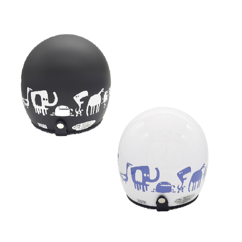 EVO CA-309 CA309 安全帽 Zoo 動物園 多色可選 卡通圖案 車縫線邊條 復古帽 金屬插扣 半拆洗 半罩 | 蝦皮購物