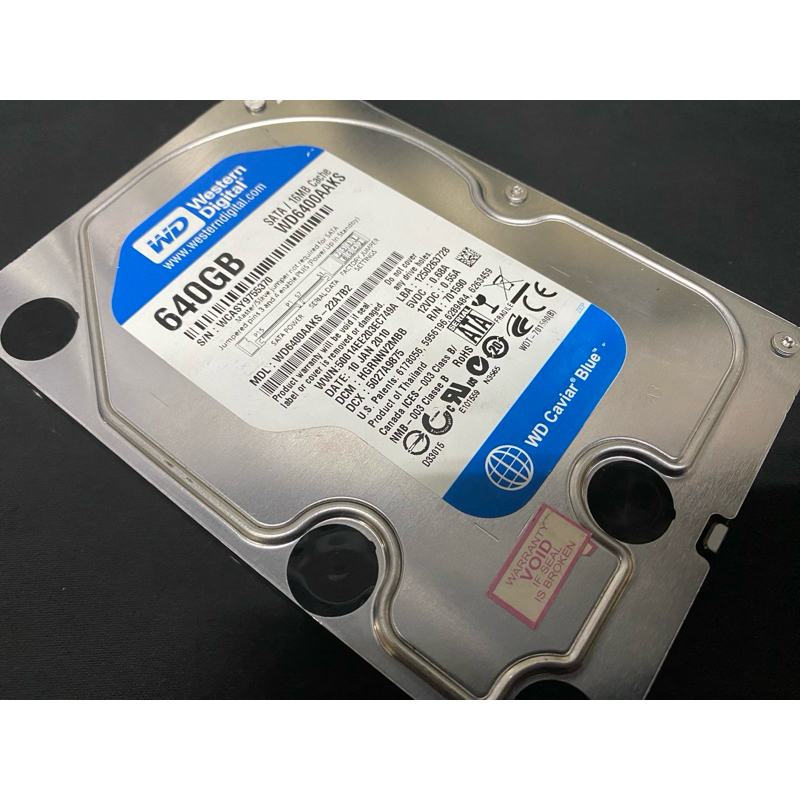 二手良品，WD，640G，3.5吋硬碟，使用時數低，附圖。 | 蝦皮購物