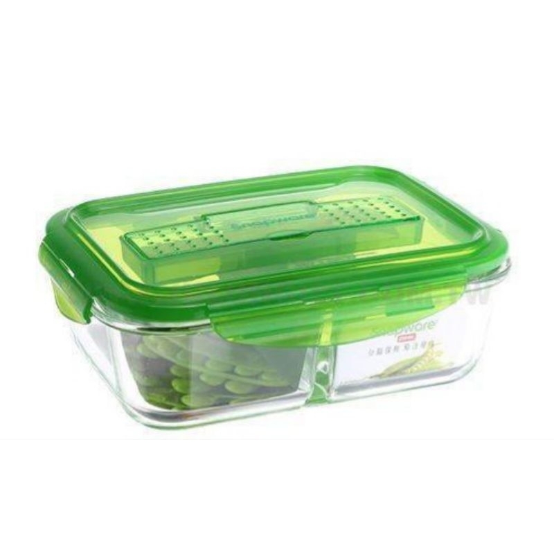 Corelle Brands 康寧餐具 Snapware康寧密扣 分隔玻璃保鮮盒-長方形990ml (附餐具) 全新品 | 蝦皮購物