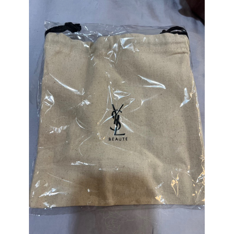 YSL 帆布袋 束口袋 收納袋 全新 帆布 米白 聖羅蘭 | 蝦皮購物