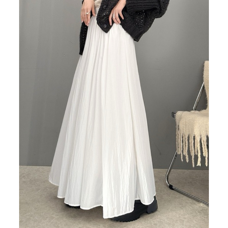 現貨｜classicalelf 日單🇯🇵超輕絲滑尼龍材質喇叭裙 傘裙 長裙 後腰鬆緊 | 蝦皮購物