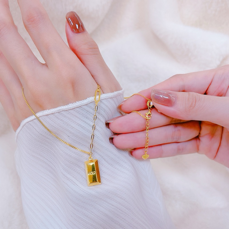 🧧銘峰銀樓🧧 純金9999 5G工藝 { 暴富 }金塊造型小套鍊 330104222 | 蝦皮購物