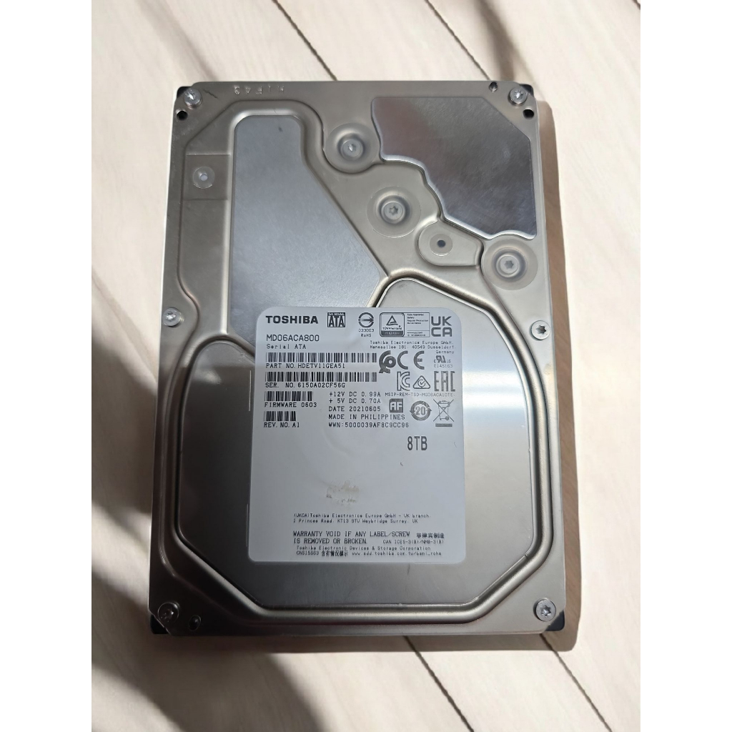 含稅 東芝 3.5吋 8TB 8T 保1個月 MD06ACA800 03H556 | 蝦皮購物