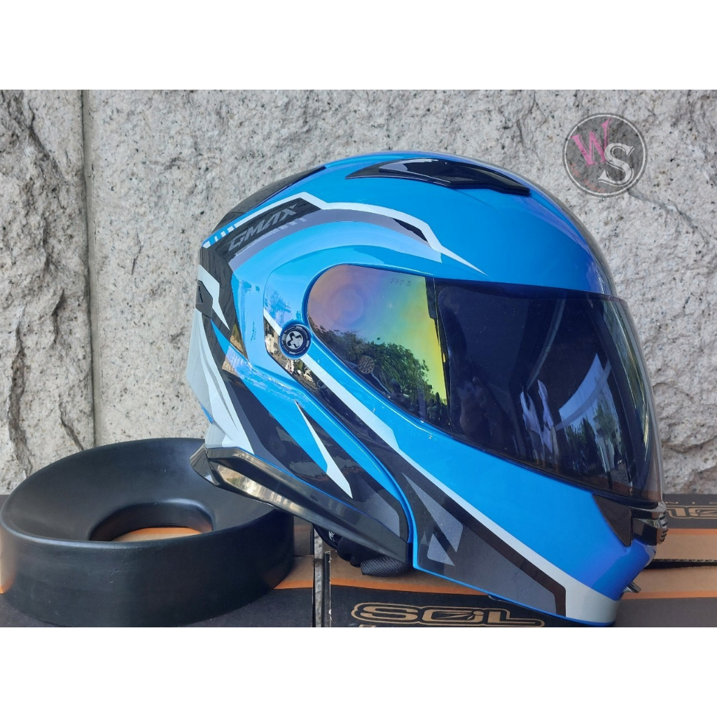 ☆加贈遮陽外鏡片☆ 台南WS騎士用品 GMAX MD01 飛梭 藍白 內墨鏡 可掀式安全帽 SOL安全帽 SM5 同型 | 蝦皮購物