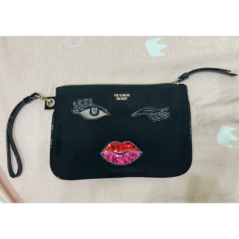 全新維多利亞的秘密victoria secret eye wink 維密天使眨眼紅唇手拿包 | 蝦皮購物
