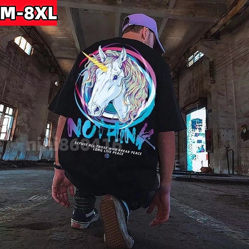 M-8XL 國潮ins街頭日係T恤 落肩款五分袖 T恤 潮牌衣服 大尺碼上衣 嘻哈短T 男生衣服 印花短袖t恤男-多多 | 蝦皮購物