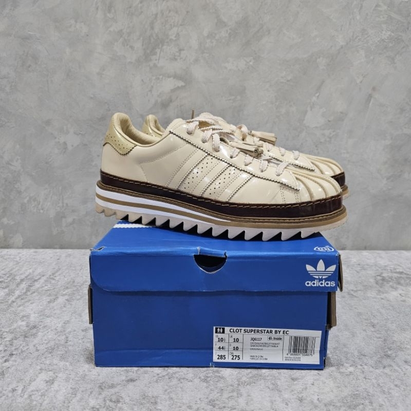 [二手A級] US10.5 Adidas Superstar x Clot 奶茶皮革 JQ6117 | 蝦皮購物