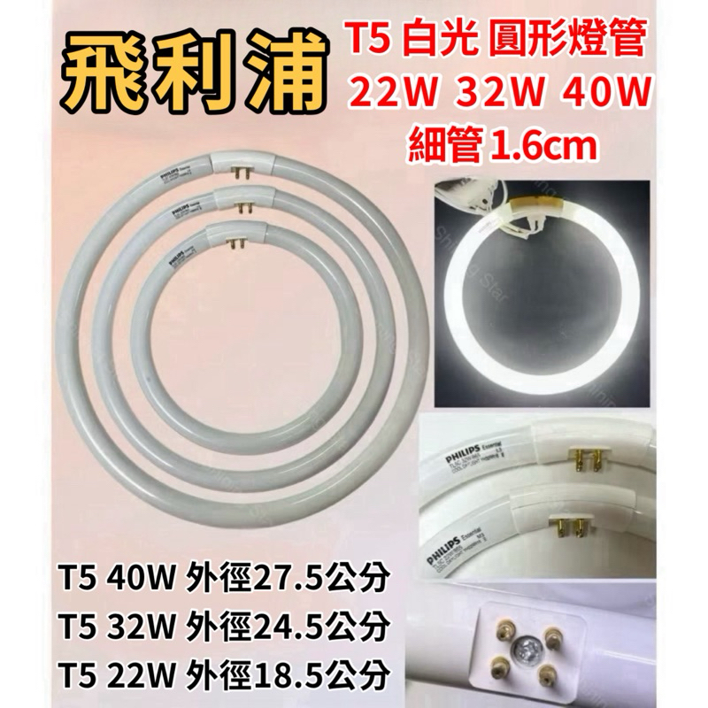 🌟耀星照明 飛利浦 圓型燈管 T5 22W 32W 40W 白光 環形燈管 圓管TL5C 22W/40W/865 放大鏡 | 蝦皮購物