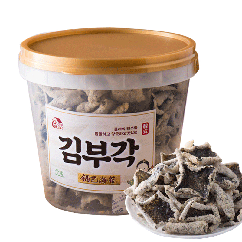 【疲老闆】全素 臺灣 Cacha 卡恰 鍋巴海苔 椒鹽口味 130g 桶 | 蝦皮購物