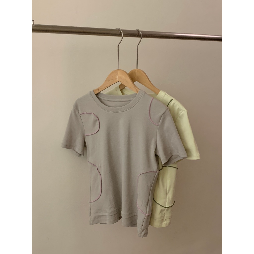 MIGNON.155 簡單圓弧設計撞色tee(2colors) | 蝦皮購物