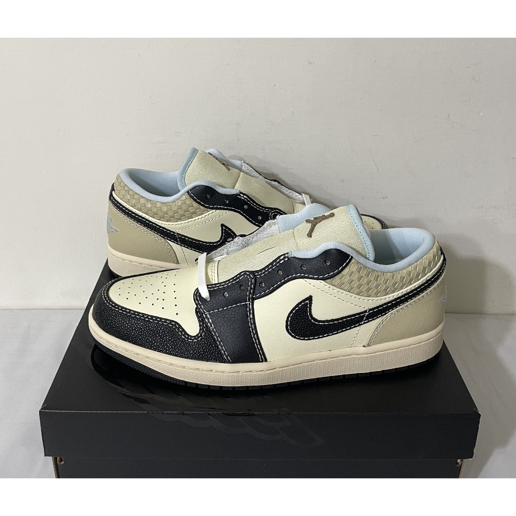【BOBO】NIKE AIR JORDAN 1 LOW SE 椰奶黑金標編織皮革籃球鞋 男 HQ3437-101 | 蝦皮購物