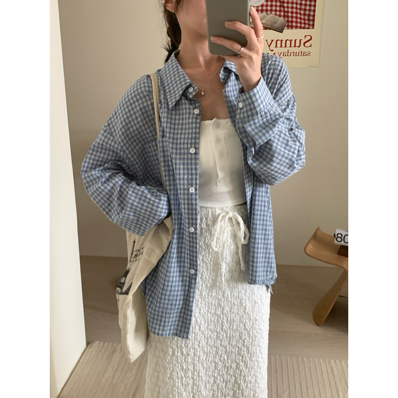 Mooyi-現貨｜衣櫃要有的格紋襯衫(2colors) | 蝦皮購物